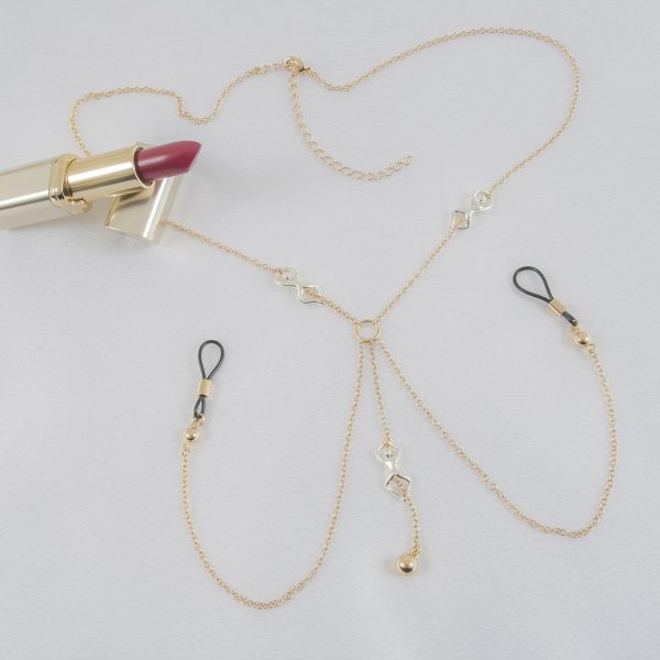 COS82 Women’s Impatient Desire Breast Chain Non-Piercing Nipple Rings in Gold